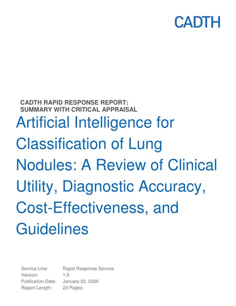 Pdf Artificial Intelligence For Classification Of Lung Nodules A