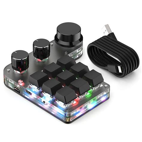 Programming Macro Custom 9 Key 3 Knob Keyboard Rgb Copy Paste Mini