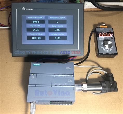 Lập trình analog input PLC S đọc tín hiệu cảm biến áp suất Màn hình cảm ứng HMI