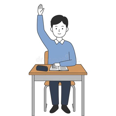 Babe Raising Hand Illustration Babe Asking Question In Class Stock Illustration