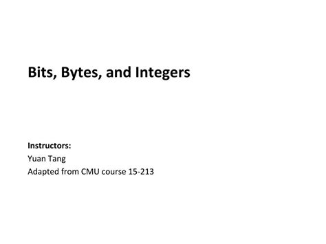 Ppt Bits Bytes And Integers Powerpoint Presentation Free Download