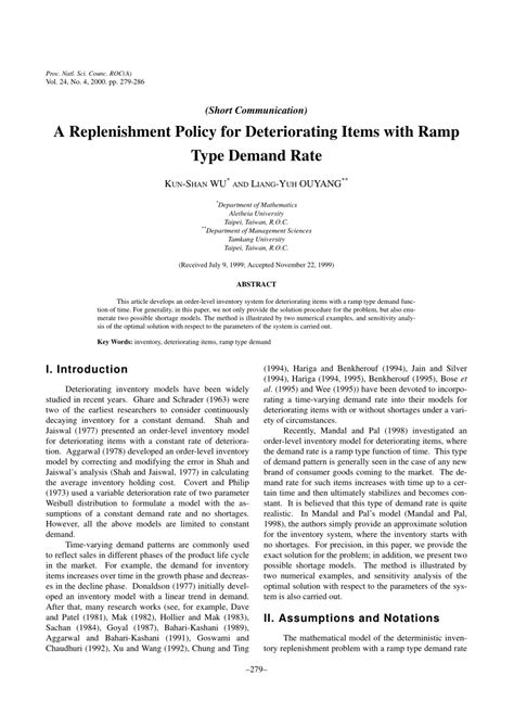Pdf A Replenishment Policy For Deteriorating Items With Ramp Type Demand Rate