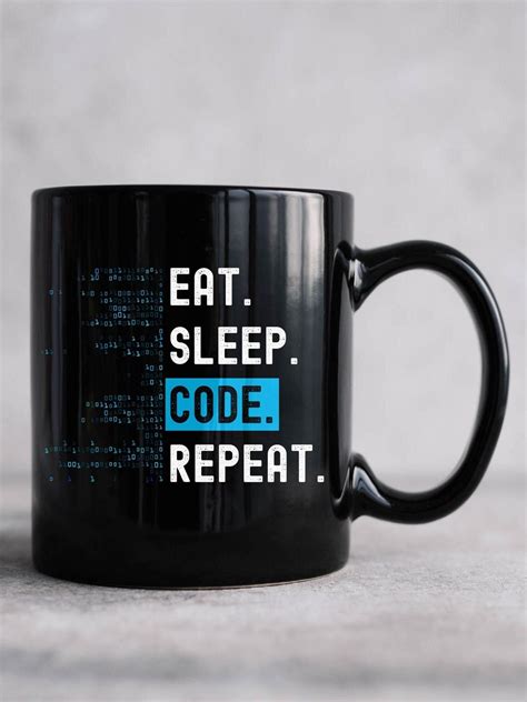 Black Coder Mug Eat Sleep Code Repeat Mug Java Programmer T Software Developer Coding Mug