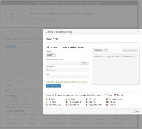 Unable To Get Barracuda 410 To Scan Spiceworks Support Spiceworks