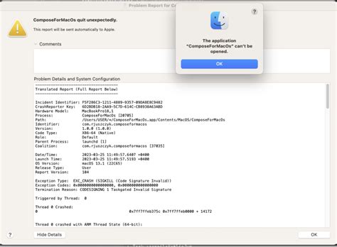 Signed Macos App Crashes With Code Signature Invalid Issue Jetbrains Compose