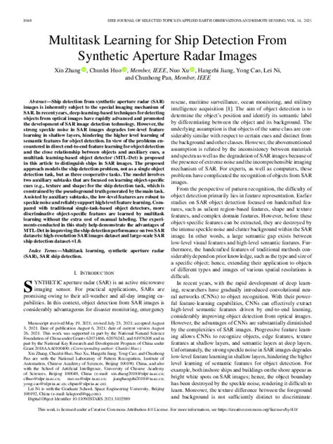 Pdf Multitask Learning For Ship Detection From Synthetic Aperture Radar Images