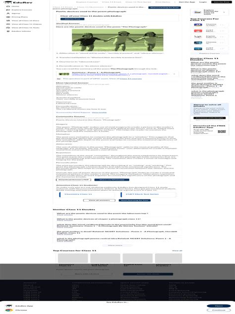Poetic Devices Used In The Poem Photograph Edurev Class 11 Question Pdf