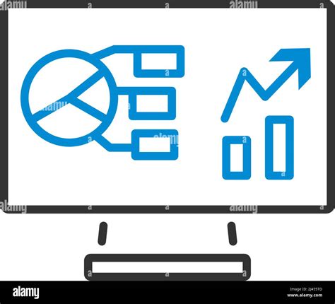 Monitor With Analytics Diagram Icon Editable Bold Outline With Color Fill Design Vector