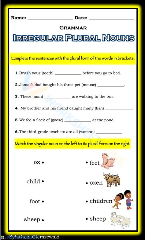 Plural Nouns Worksheet 5th Grade
