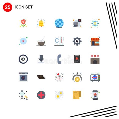 Flat Color Pack Of 25 Universal Symbols Of Optimization Server Alert Network Data Stock