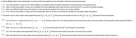 Solved A Every Matrix Equation Ax B Corresponds To A Vector
