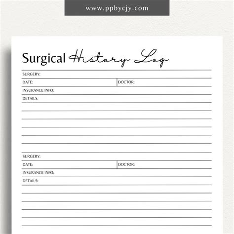 Surgical History Timeline Log Medical Procedure Record Healthcare
