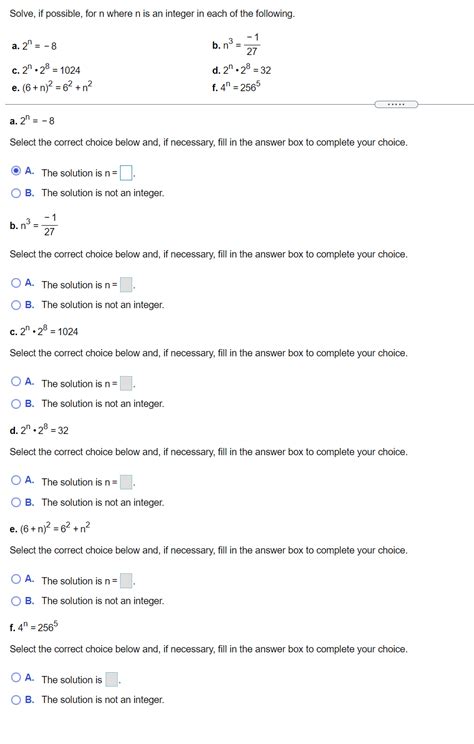 Solved Solve If Possible For N Where N Is An Integer In Chegg Com
