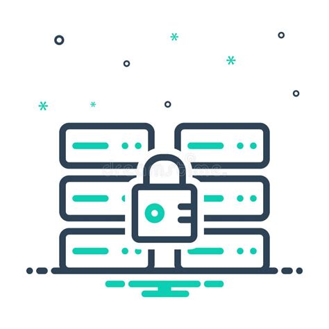 Mix Icon For Secure Database Password And Security Stock Vector