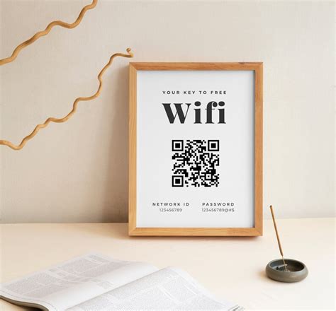 Minimalist Qr Code Wifi Sign Template Etsy
