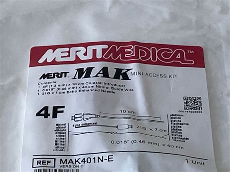 New Merit Medical Merit Mak Mini Access Kit Mak401n E Exp 2025 05 Q34 Merit Mak Mini Access