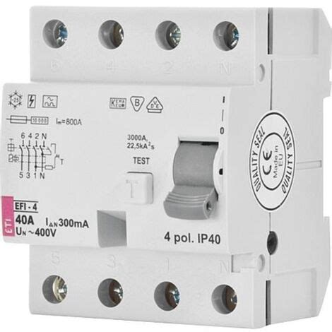 Interrupteur Fi Efi 4 4 Poles 40a 500ma Type A Instantané