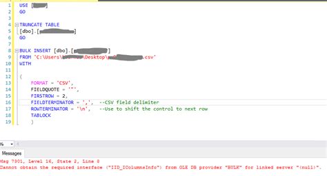Bulkinsert Sql Server 2017 Iidicolumnsinfo Bulk Insert Error
