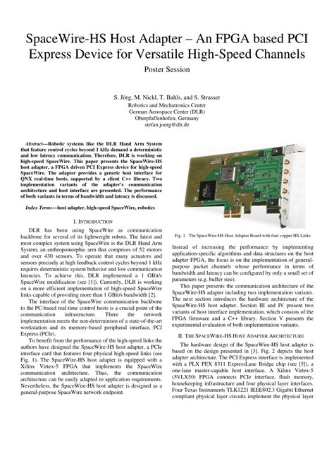 Pdf Spacewire Hs Host Adapter An Fpga Based Pci Express Device For