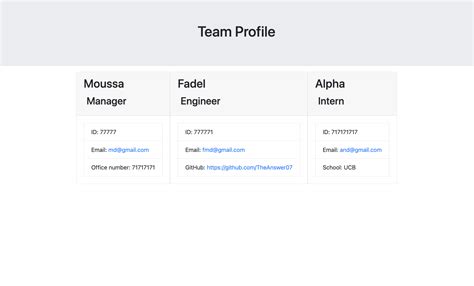 Team Profile Generator Team Profile Generator