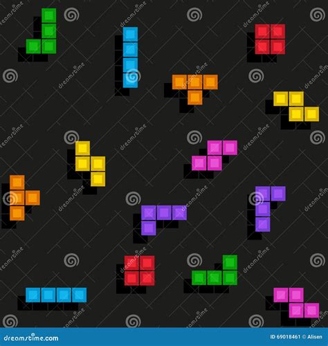 Pixelated Game Tetris Pattern Stock Vector Illustration Of Game Block 69018461