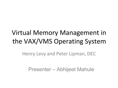 PPT Virtual Memory Management In The VAX PowerPoint Presentation Free Download ID