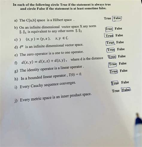 Solved In Each Of The Following Circle True If The Statement Chegg Com