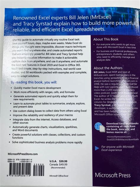 Microsoft Excel Vba And Macros Microsoft Excel 2019 Step By Step