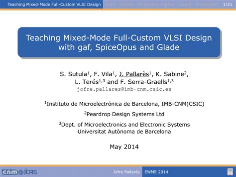 Pdf Teaching Mixed Mode Full Custom Vlsi Design With Gaf Spiceopus