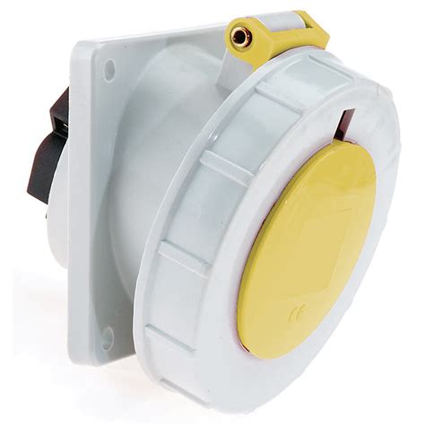 Ip44 And Ip67 Panel Mounting Socket Outlets Angled 32a 110v 3p Ip67 Panel Mounting Socket