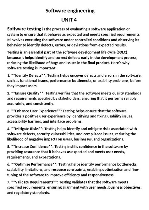 Software Engineering Unit 4 Software Engineering Unit 4 Software