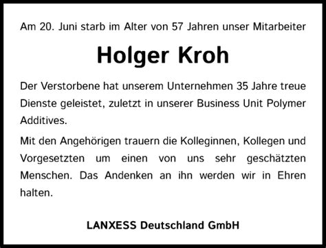 Traueranzeigen Von Holger Kroh Wirtrauern
