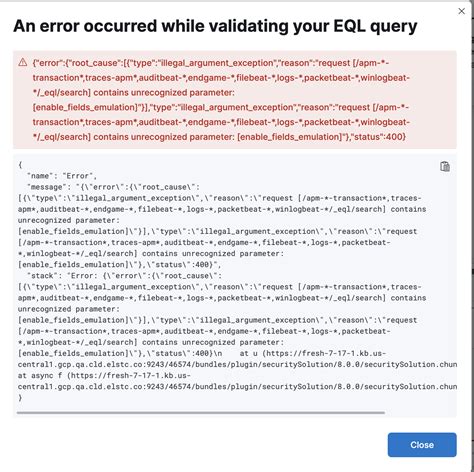 Security Solution Not Able To Create An Eql Rule Due To Validation Error · Issue 125059