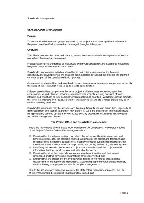 Pdf Stakeholder Management Purpose Overview … Management Page 1 Stakeholder Management Purpose