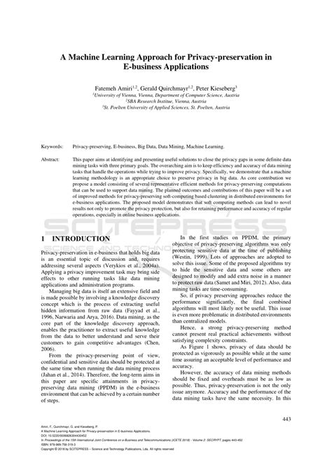 Pdf A Machine Learning Approach For Privacy Preservation In E Business Applications
