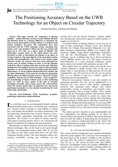 Pdf The Positioning Accuracy Based On The Uwb Technology For An
