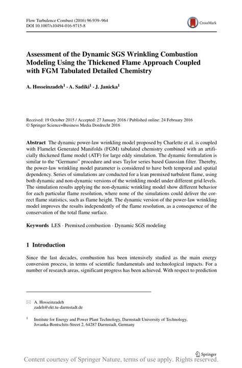 Assessment Of The Dynamic Sgs Wrinkling Combustion Modeling Using The Thickened Flame Approach