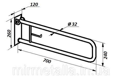 Поручень настінний відкидний з тримачем туалетного паперy Ø 32мм 700мм Id 1484767809 цена