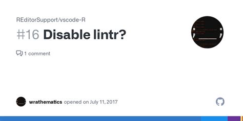 Disable Lintr · Issue 16 · Reditorsupportvscode R · Github