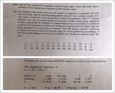 Solved A Describe The Error Regression Model Through