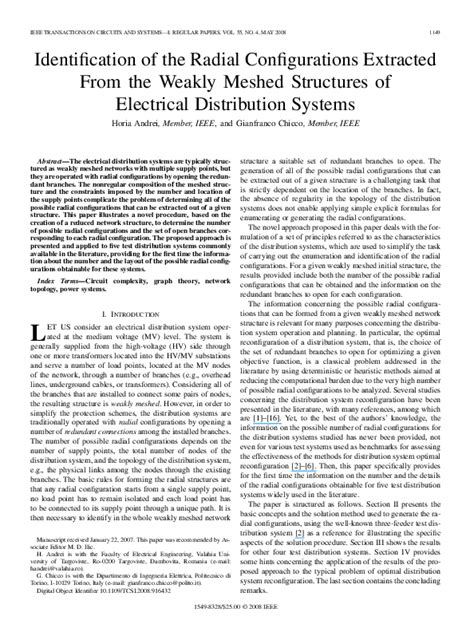 Pdf Identification Of The Radial Configurations Extracted From The Weakly Meshed Structures Of