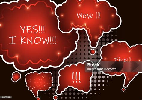 다채로운 추상 채팅 레이블 생각의 구름의 집합입니다 흥미로운 사실 대화 놀라움의 외침 기쁨 지식 기반의 바로 가기 및 소셜