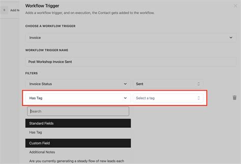 workflow trigger invoice highlevel support portal
