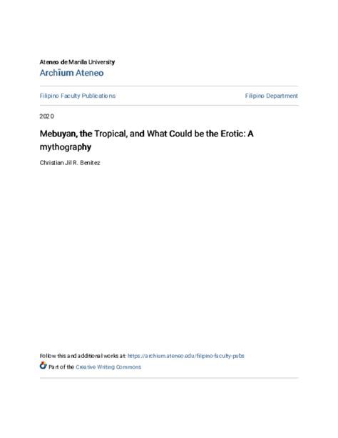 Pdf Mebuyan The Tropical And What Could Be The Erotic A Mythography