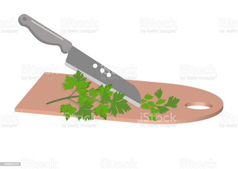 샐러드 보드에 칼로 신선한 녹색 파슬리를 자릅니다 주방 용품 3d 프로젝션 건강한 채식 음식 건강한 영양 감귤류 과일에 대한 스톡 벡터 아트 및 기타 이미지 Istock