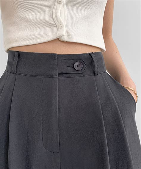 복플레이스 ~2xl 기장선택쿨링바스락 나일론 안단추 핀턱 롱와이드 여름 슬랙스팬츠