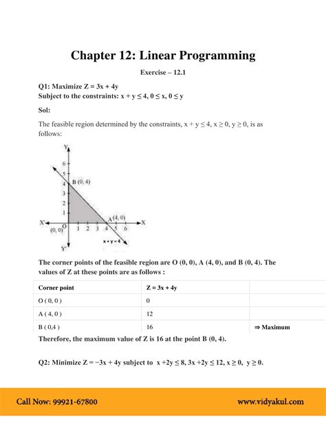 Class 12th Math Liner Programming Ncert Solution Cbse 2023