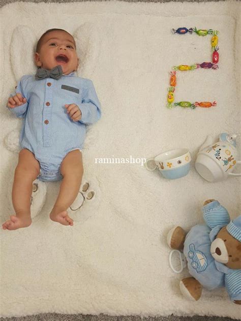 ایده عکس دو ماهگی نوزاد پسر عکاسی کودک 2 ماهه عکس ماهگرد بچه