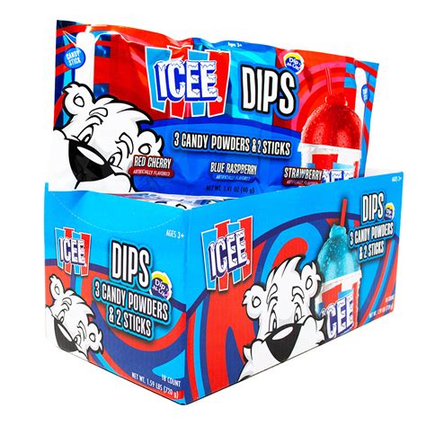 Icee 3 Piece Dips Candy Powder Sticks 18 Pack Candy District
