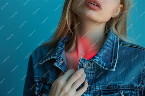 Premium Photo A Young Girl Has A Sore Throat Thyroid Problems